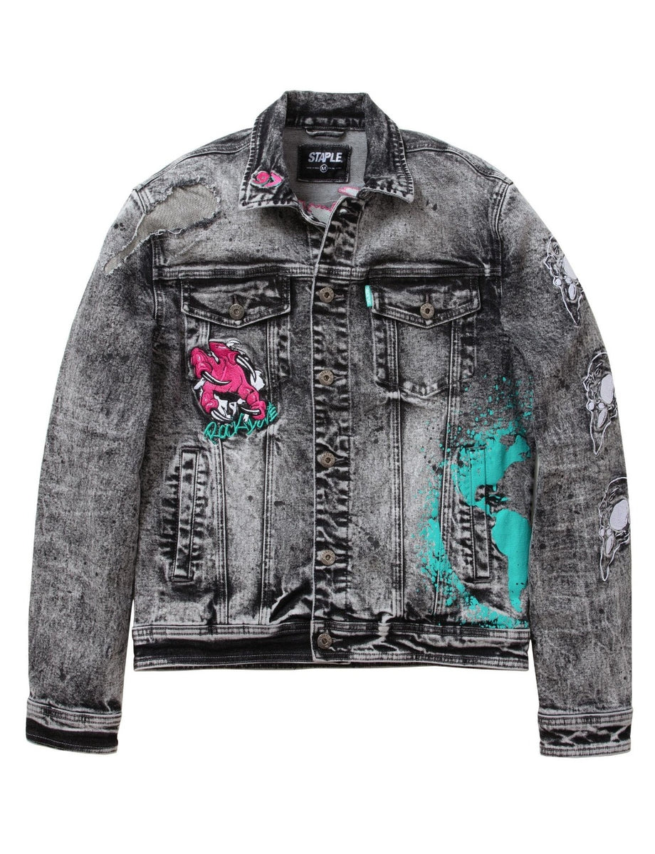 Men's Staple Rebels Denim Suit - Black Acid Wash | Swaggerlikeme ...