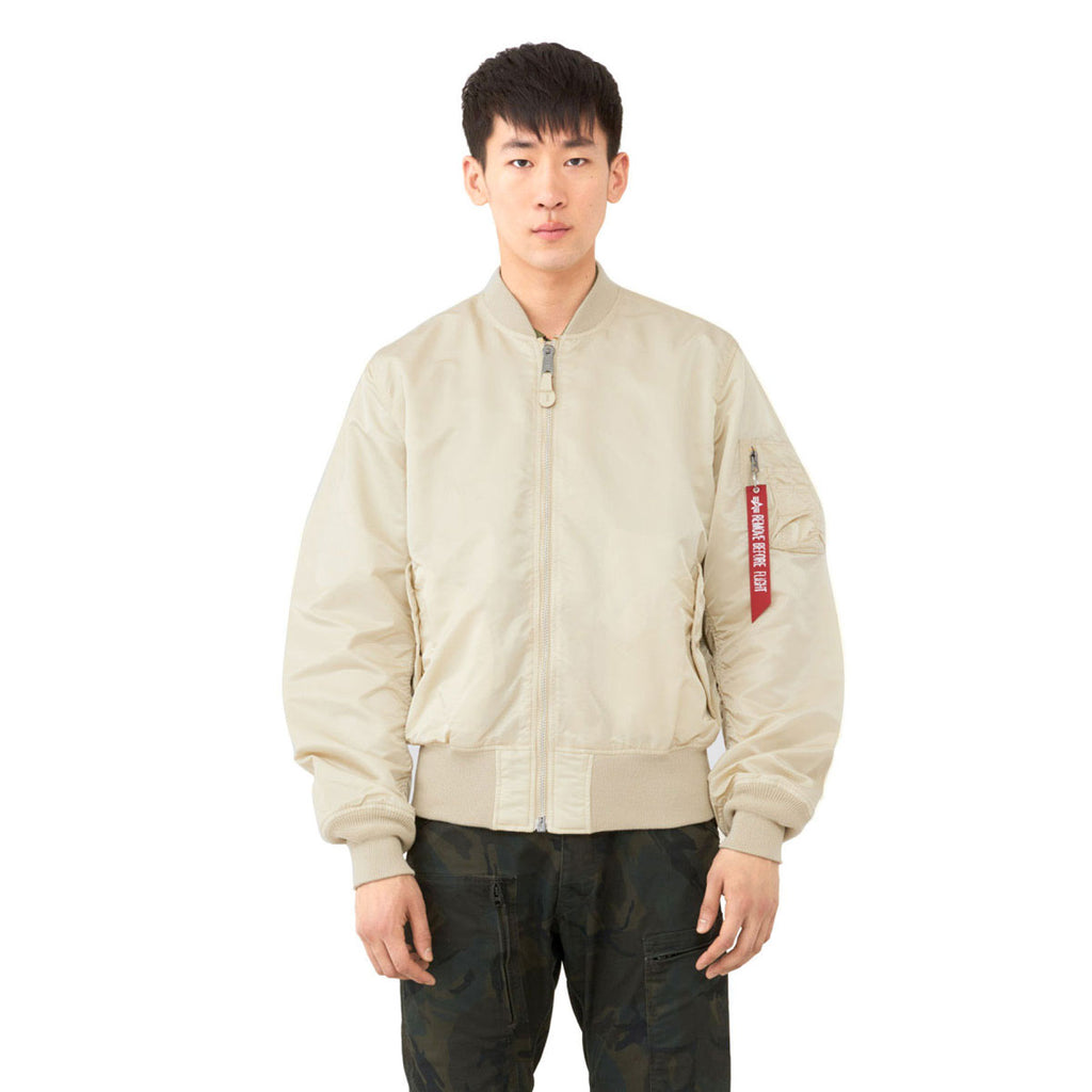 Men's Alpha Industries L-2B Loose Baggy Fit Flight Jacket Vintage White ...